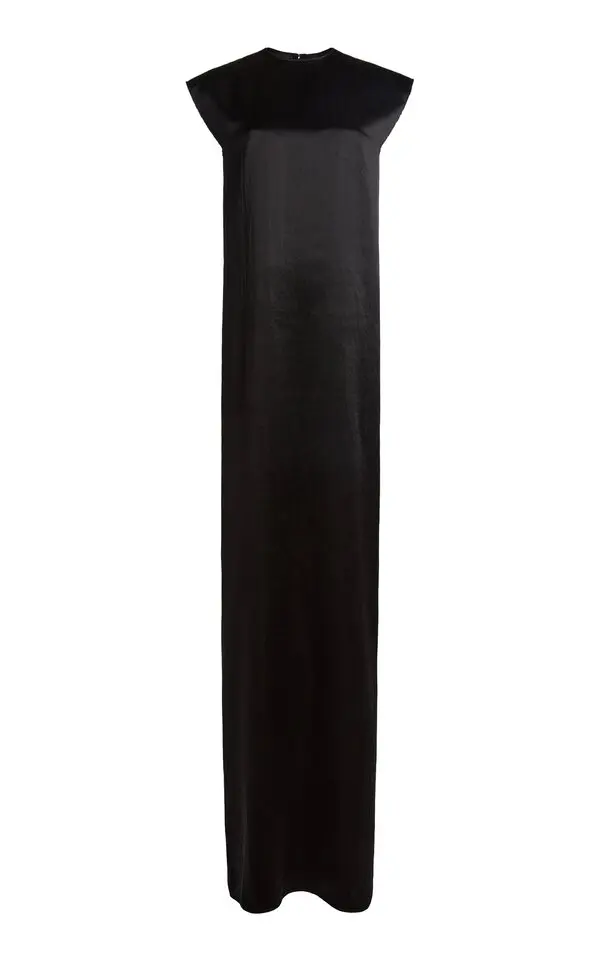 Balenciaga Satin Maxi Dress - Black