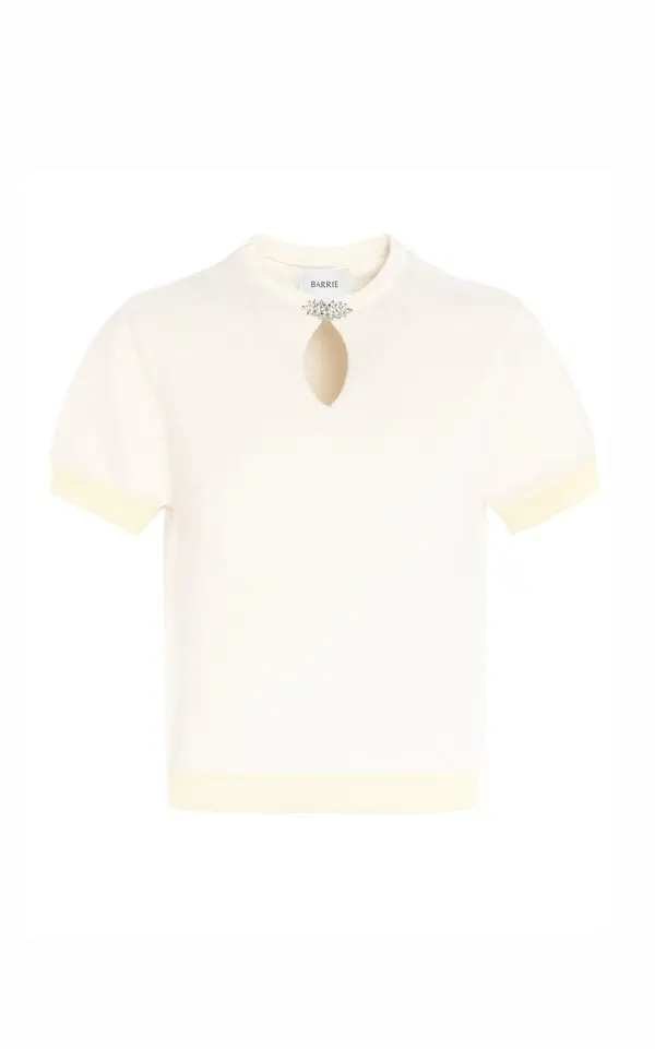 BARRIE Crystal Cashmere Top - White