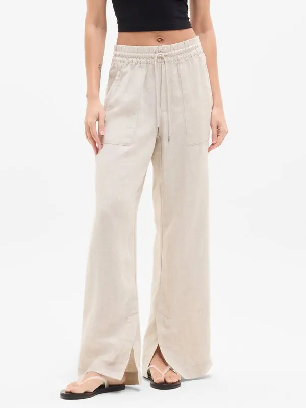 Athleta Linen High-rise Wide-leg Pants - Undyed