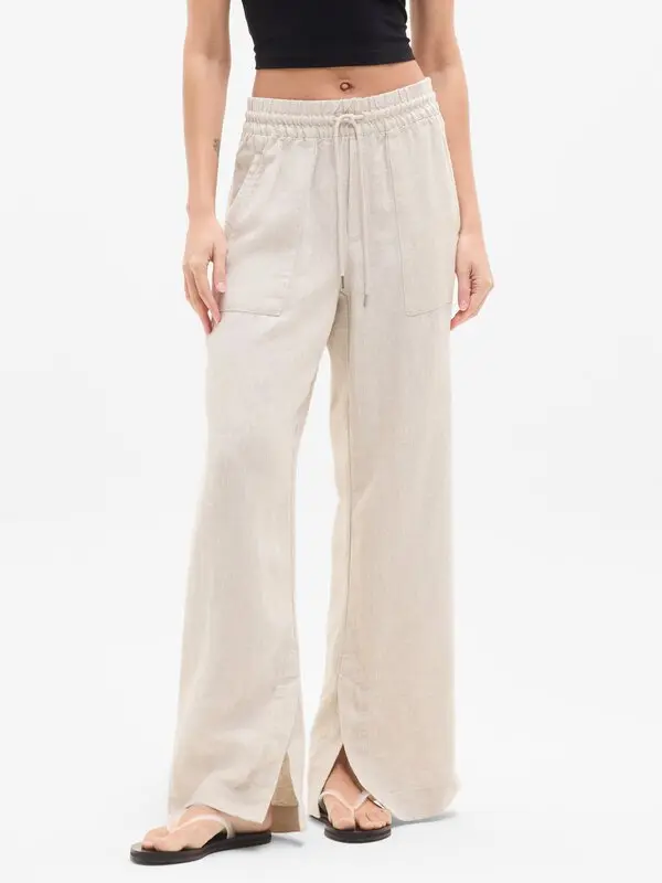 Athleta Linen High-rise Wide-leg Pants - Undyed
