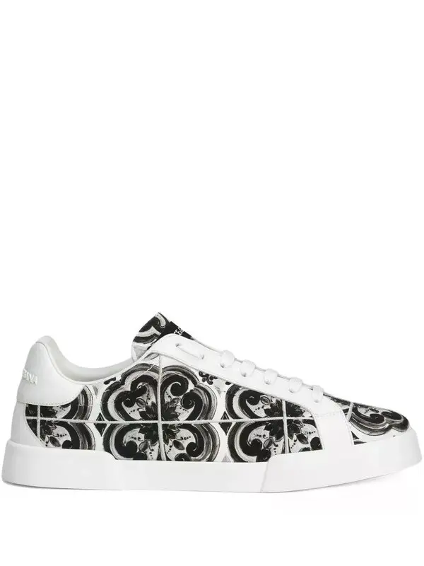 Dolce & Gabbana Portofino Majolica Print Sneakers - Black
