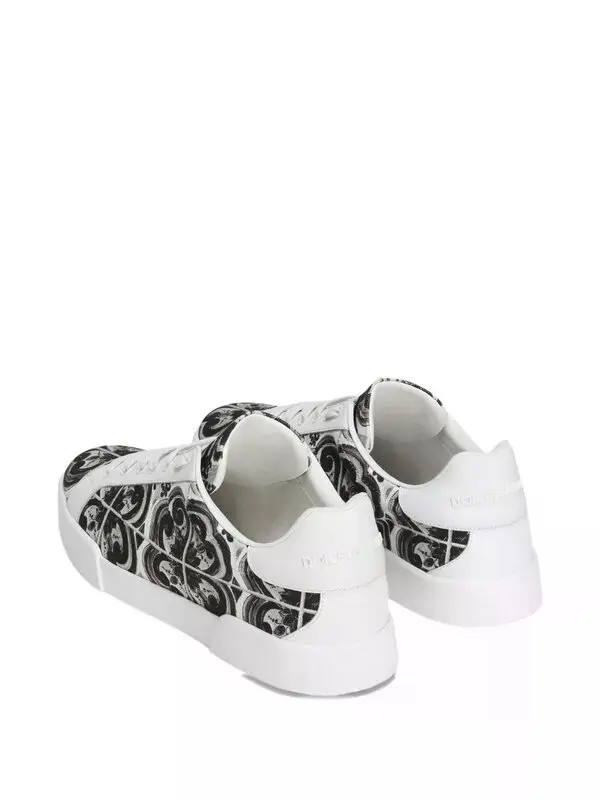 Dolce & Gabbana Portofino Majolica Print Sneakers - Black