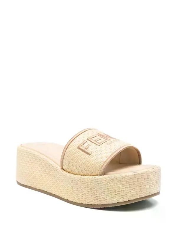 Fendi Logo Embroidered Platform Sandals