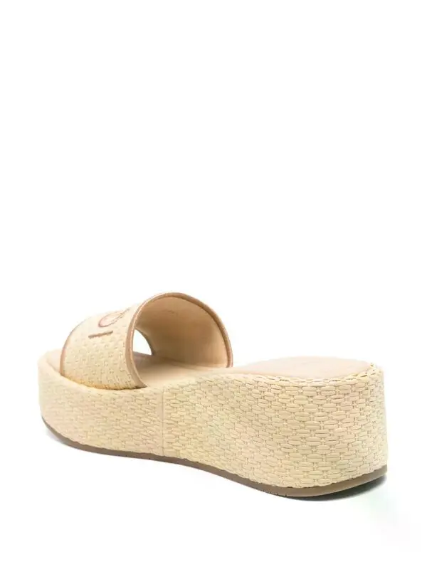 Fendi Logo Embroidered Platform Sandals
