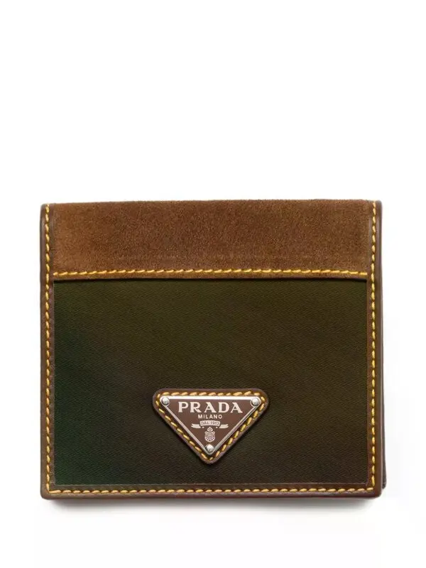 Prada Suede-detail Card Holder - Green