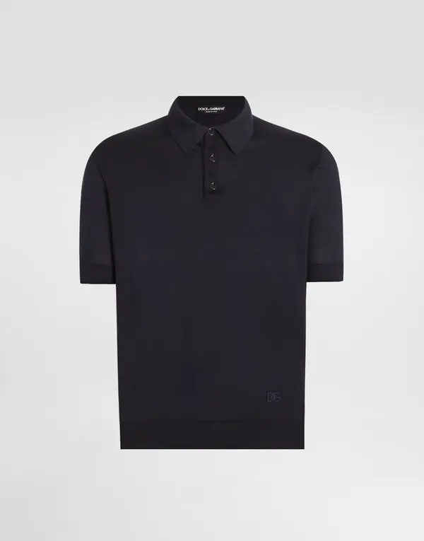 Dolce & Gabbana Satin Silk Polo Shirt - Blue