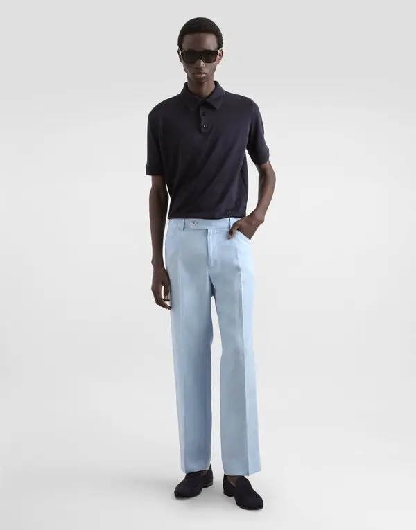 Dolce & Gabbana Satin Silk Polo Shirt - Blue