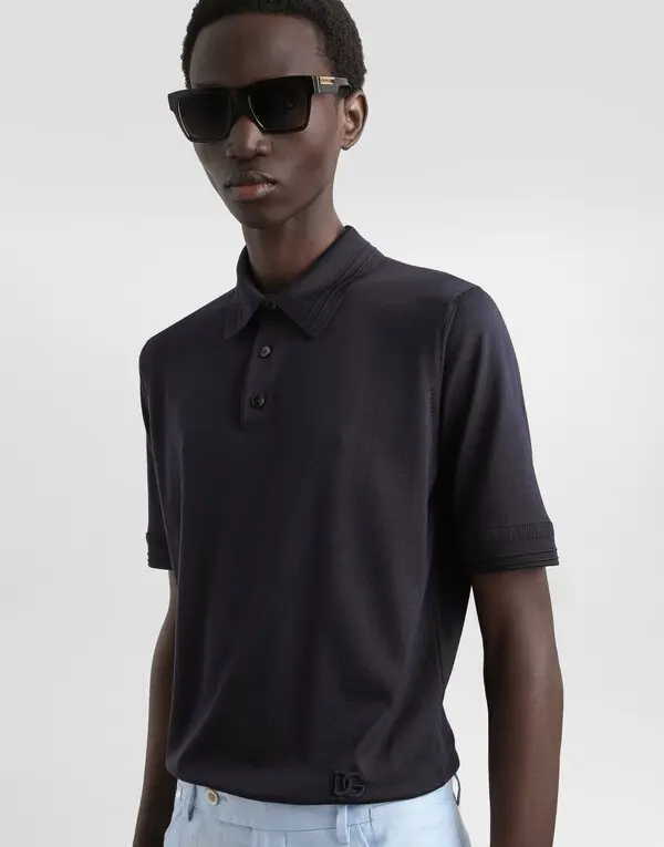 Dolce & Gabbana Satin Silk Polo Shirt - Blue