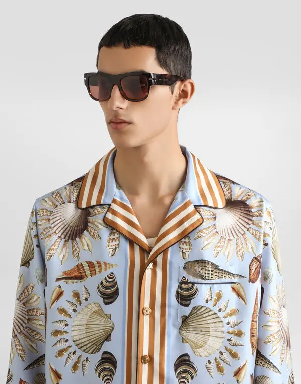 Dolce & Gabbana Shell-print Silk Twill Vanity Shirt