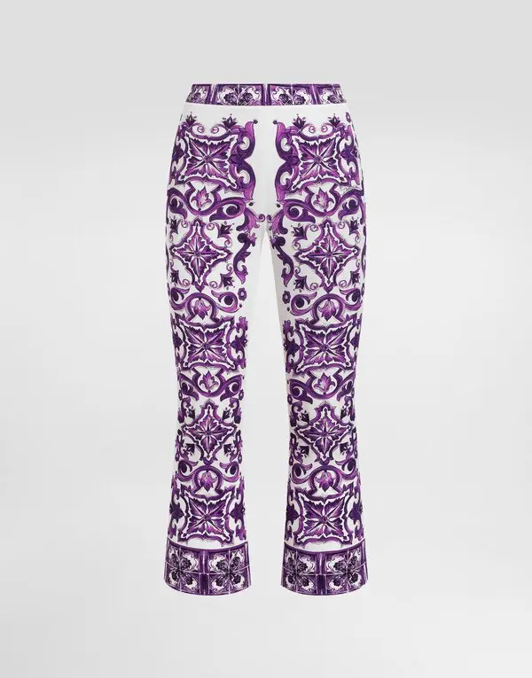 Dolce & Gabbana Majolica Print Silk Trousers - Multicolor