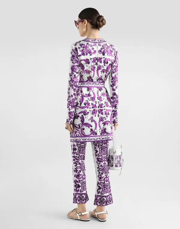 Dolce & Gabbana Majolica Print Silk Trousers - Multicolor