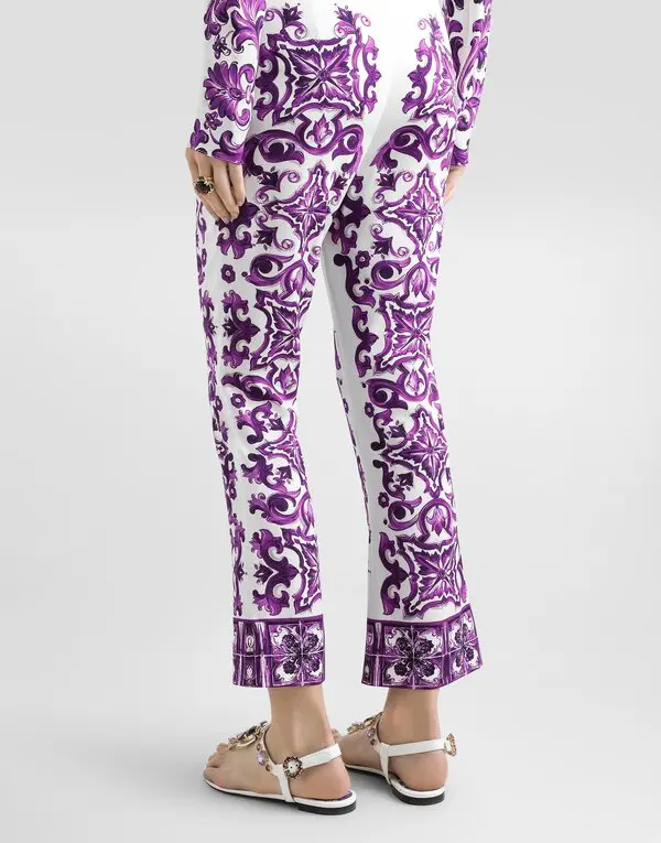 Dolce & Gabbana Majolica Print Silk Trousers - Multicolor