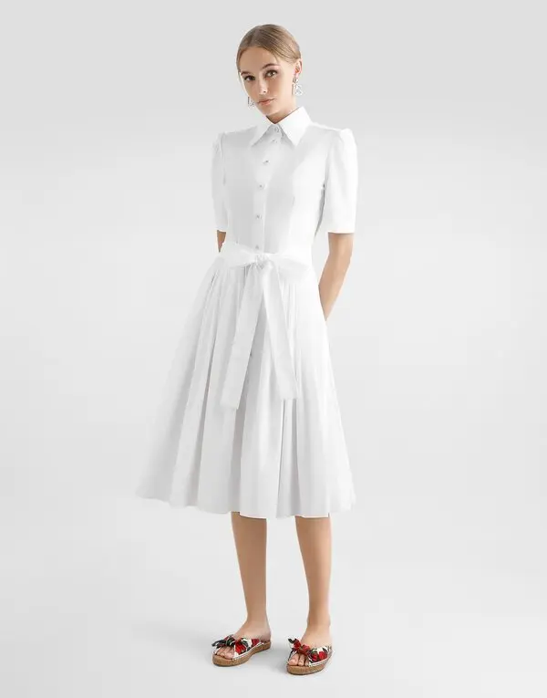 Dolce & Gabbana Cotton Poplin Shirt Dress - White