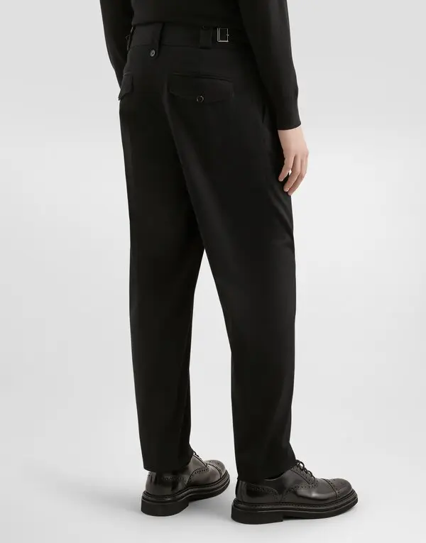 Dolce & Gabbana Cotton Gabardine Trousers - Black
