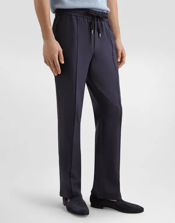 Dolce & Gabbana Silk And Gabardine Jogging Trousers - Blue