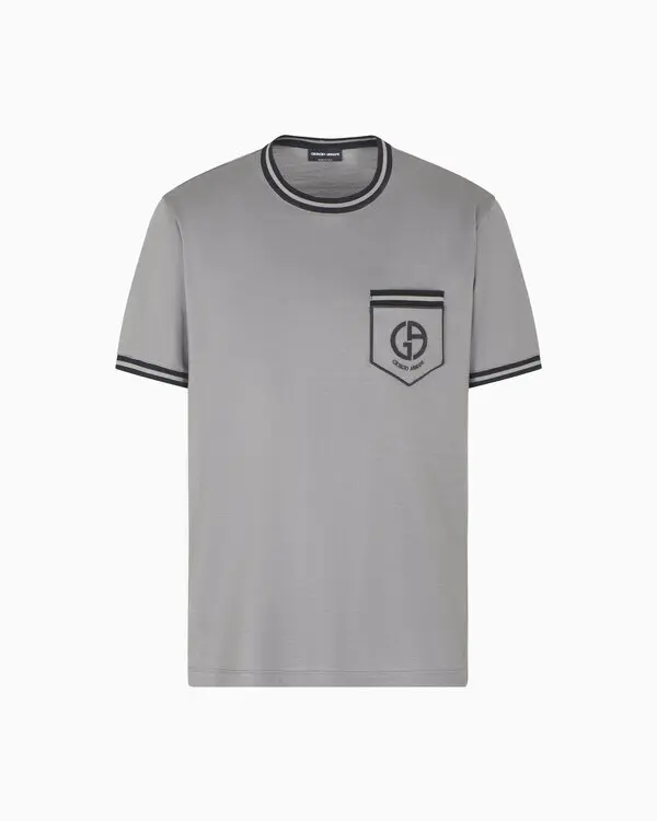 Giorgio Armani T-shirt In Silk Piqué Jersey - Grey
