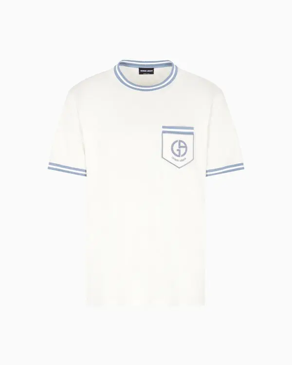 Giorgio Armani T-shirt In Silk Piqué Jersey - White