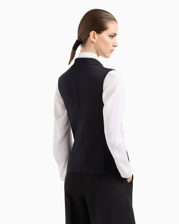 Giorgio Armani Silk Knit Double-breasted Gilet - Black