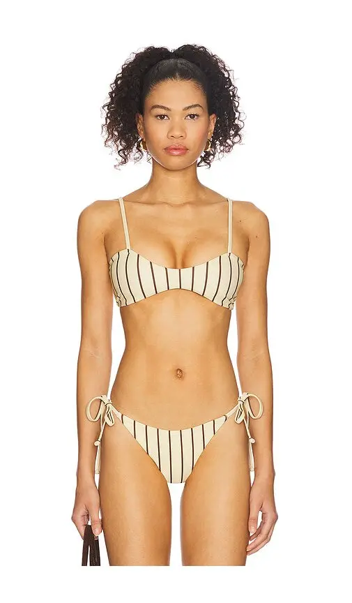 Superdown Minca Bikini Top - Butter Yellow Stripe
