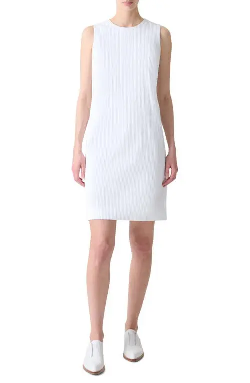 Akris Pleated Cotton Voile Sheath Dress - White