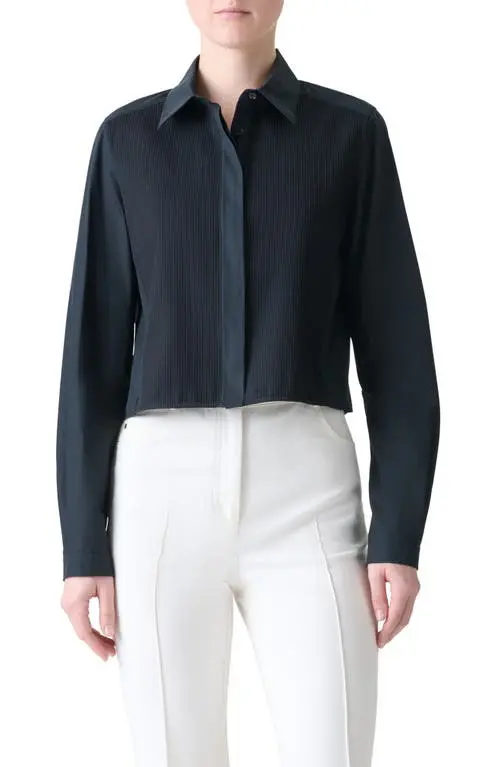 Akris Pleat Front Crop Button-up Shirt