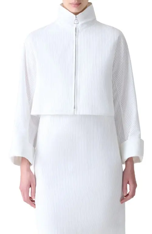 Akris Mimi Pleated Cotton Voile Crop Jacket - White
