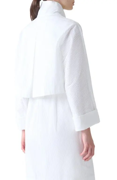 Akris Mimi Pleated Cotton Voile Crop Jacket