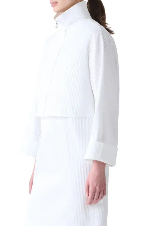 Akris Mimi Pleated Cotton Voile Crop Jacket