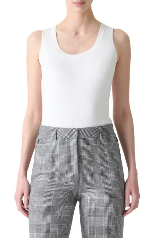 Akris Scoop Neck Silk Rib Tank - Ecru