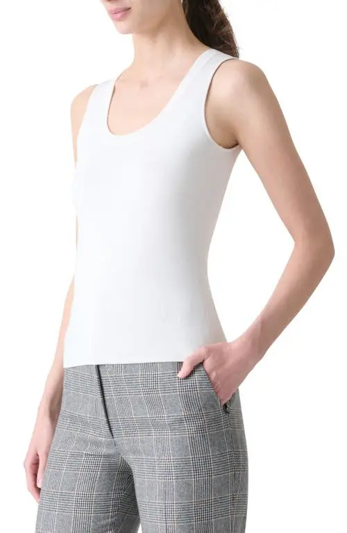 Akris Scoop Neck Silk Rib Tank - Ecru