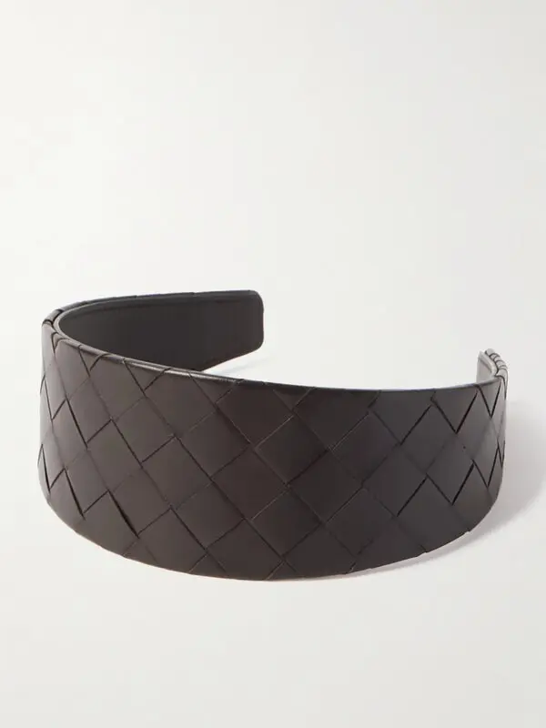 Bottega Veneta Intrecciato Leather Headband - Brown
