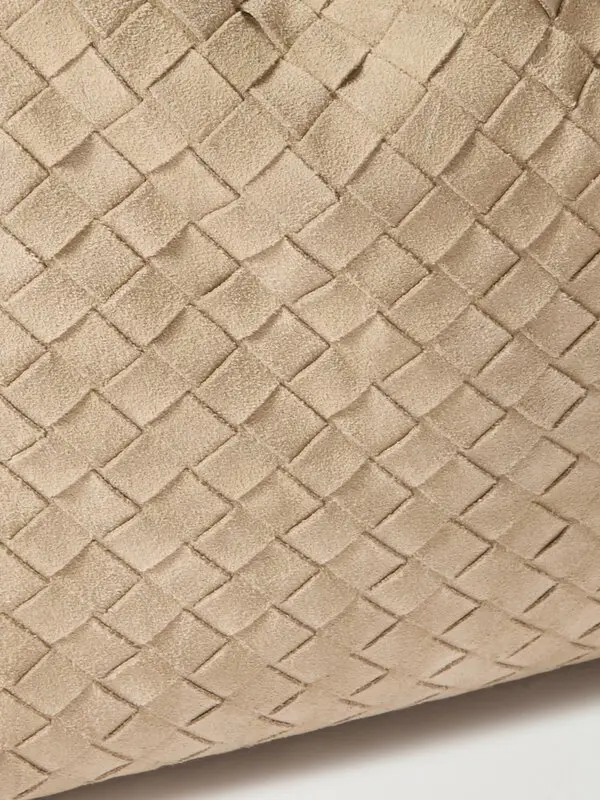 Bottega Veneta Intrecciato Suede Shoulder Bag - Neutrals