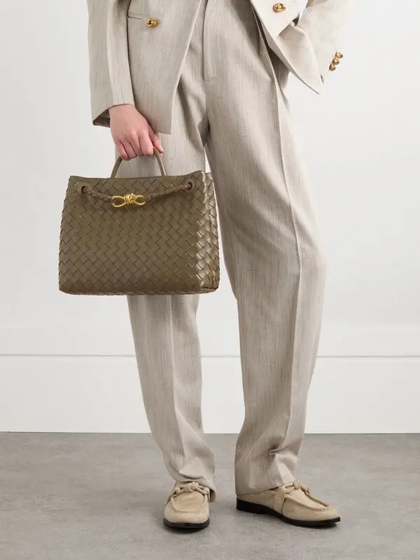 Bottega Veneta Andiamo Medium Intrecciato Leather Tote - Green