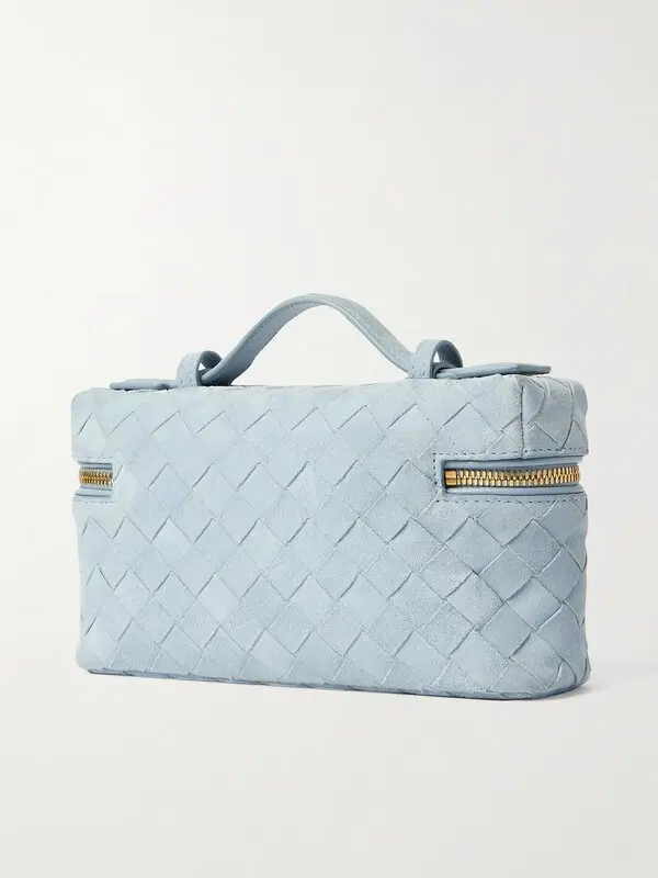 Bottega Veneta Intrecciato Suede Vanity Case - Blue