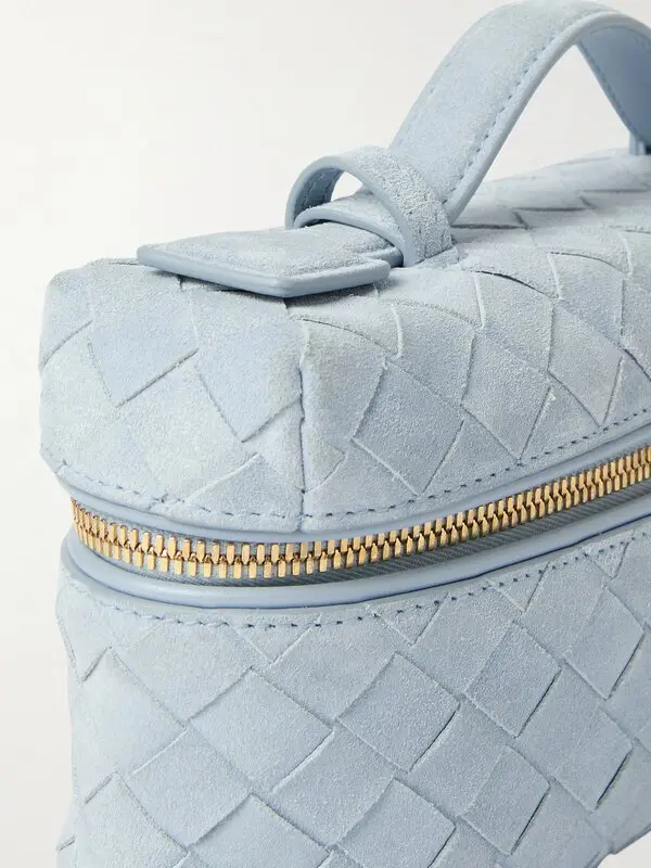 Bottega Veneta Intrecciato Suede Vanity Case - Blue