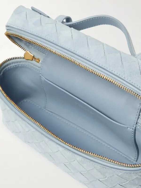 Bottega Veneta Intrecciato Suede Vanity Case - Blue