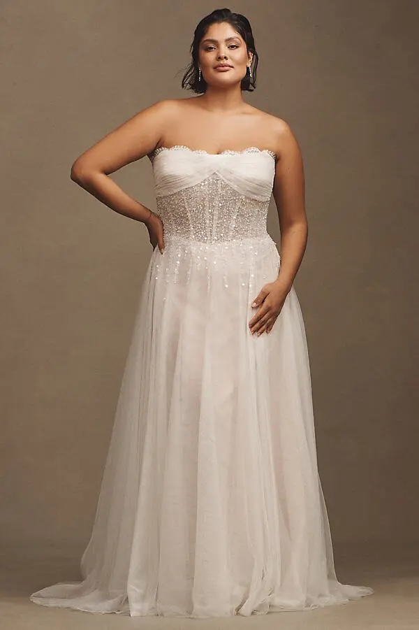 Watters Wtoo Prima Beaded Tulle A-line Gown