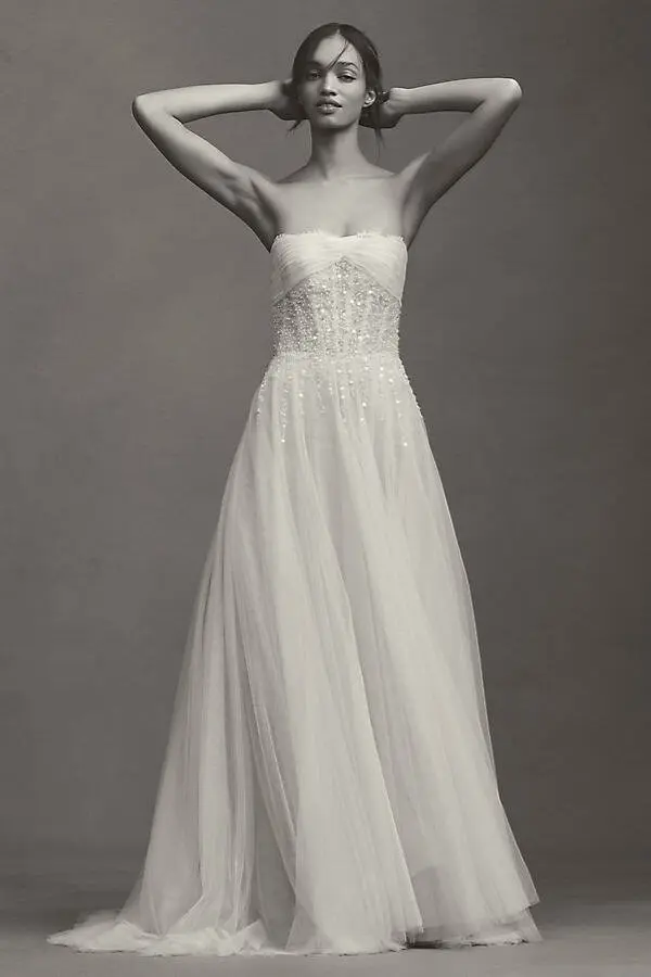 Watters Wtoo Prima Beaded Tulle A-line Gown