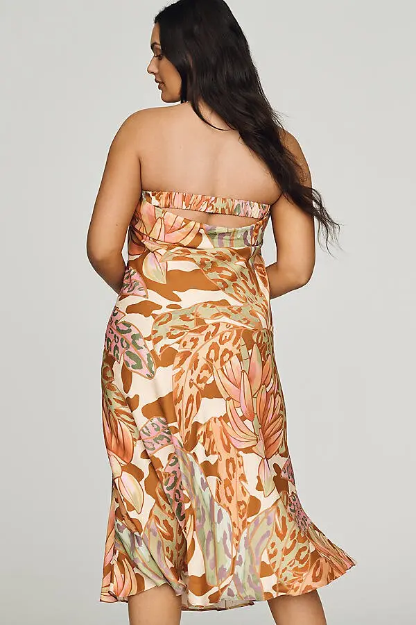 Farm Rio Strapless Printed Midi Slip Dress