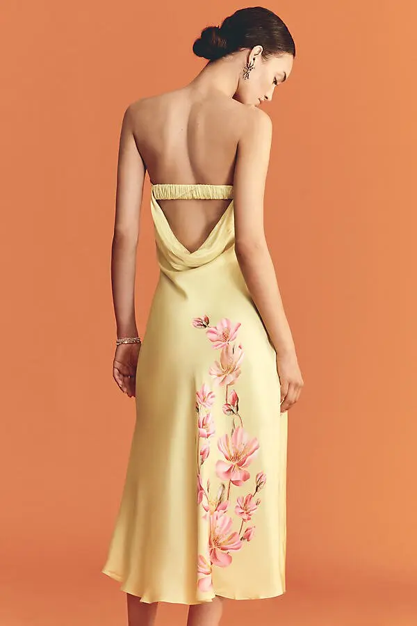 Farm Rio Strapless Printed Midi Slip Dress