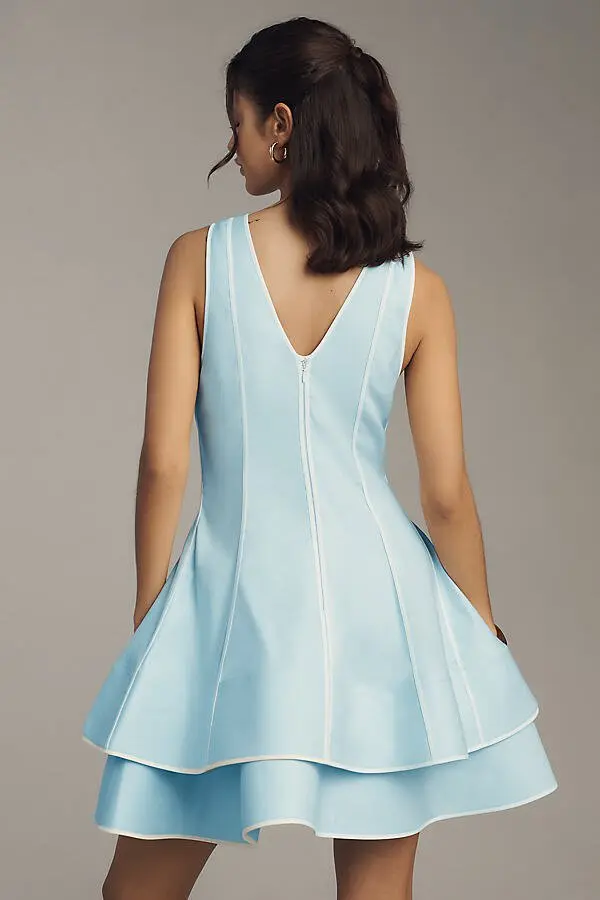Maeve Linen Blend Sleeveless V-Neck Mini Dress In Delicate Blue - 66% Off |  Editorialist