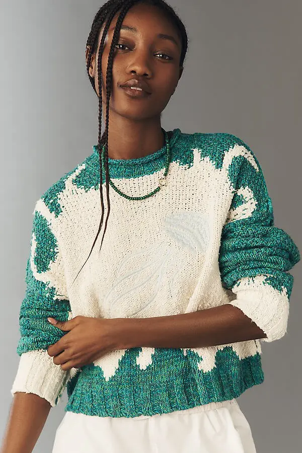 PILCRO Icon Crewneck Sweater - Jellyfish Combo