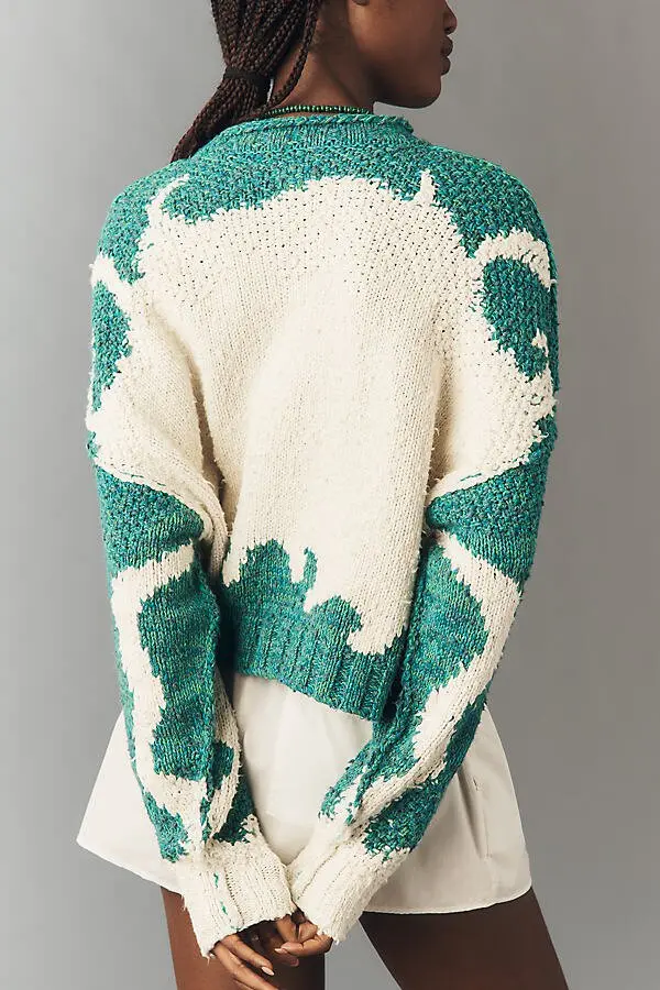 PILCRO Icon Pullover Long-sleeve Sweater - Jellyfish Combo