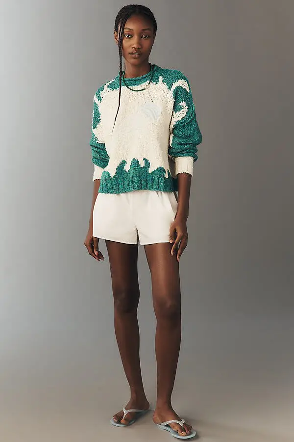 PILCRO Icon Pullover Long-sleeve Sweater - Jellyfish Combo