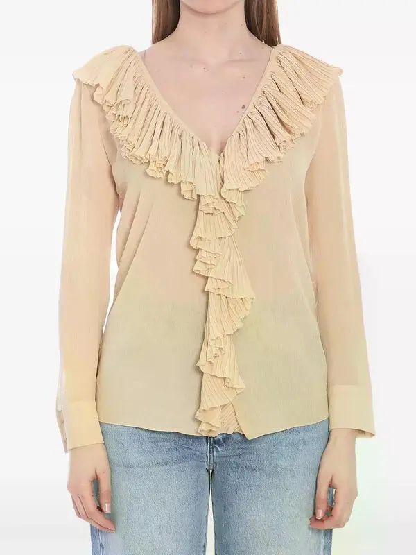 Saint Laurent Ruffled Blouse - Neutrals