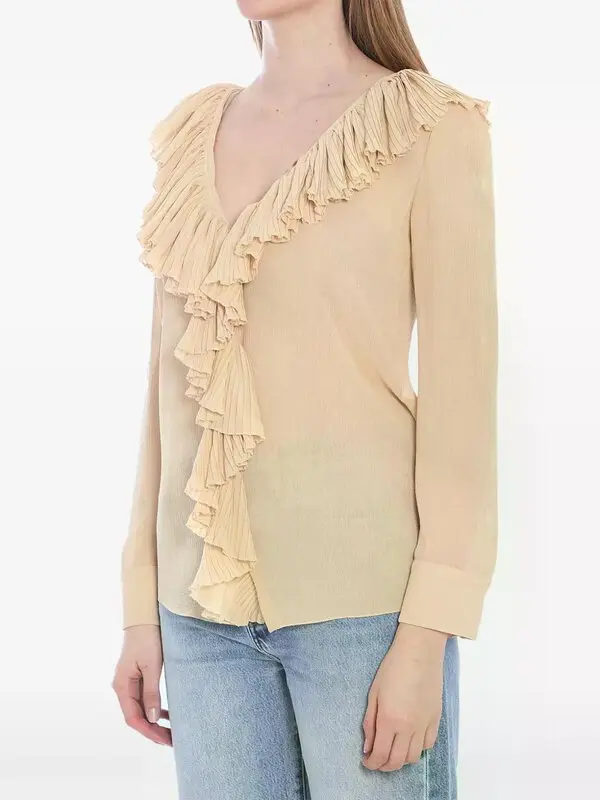 Saint Laurent Ruffled Blouse - Neutrals