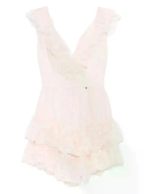 NISSA Rhinestone-embellished Lace Mini Dress - Pink