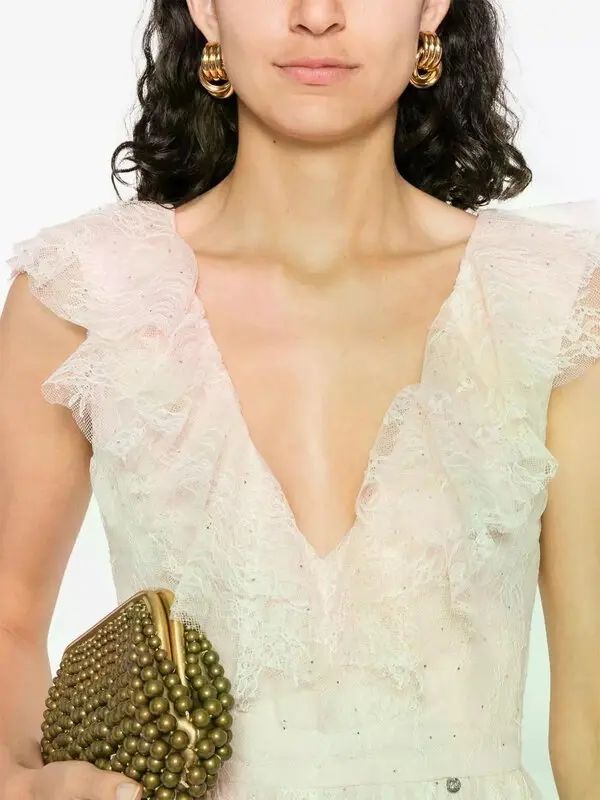 NISSA Rhinestone-embellished Lace Mini Dress - Pink