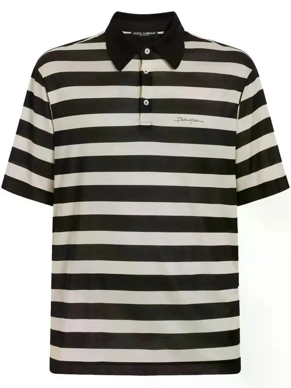 Dolce & Gabbana Striped Polo Shirt - White