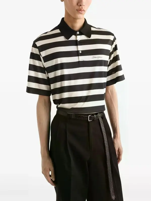 Dolce & Gabbana Striped Polo Shirt - White
